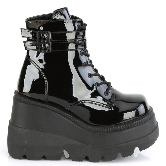 Shoes | Gothic Platform Wedge Lace Up Ankle Boots | Poshmark
